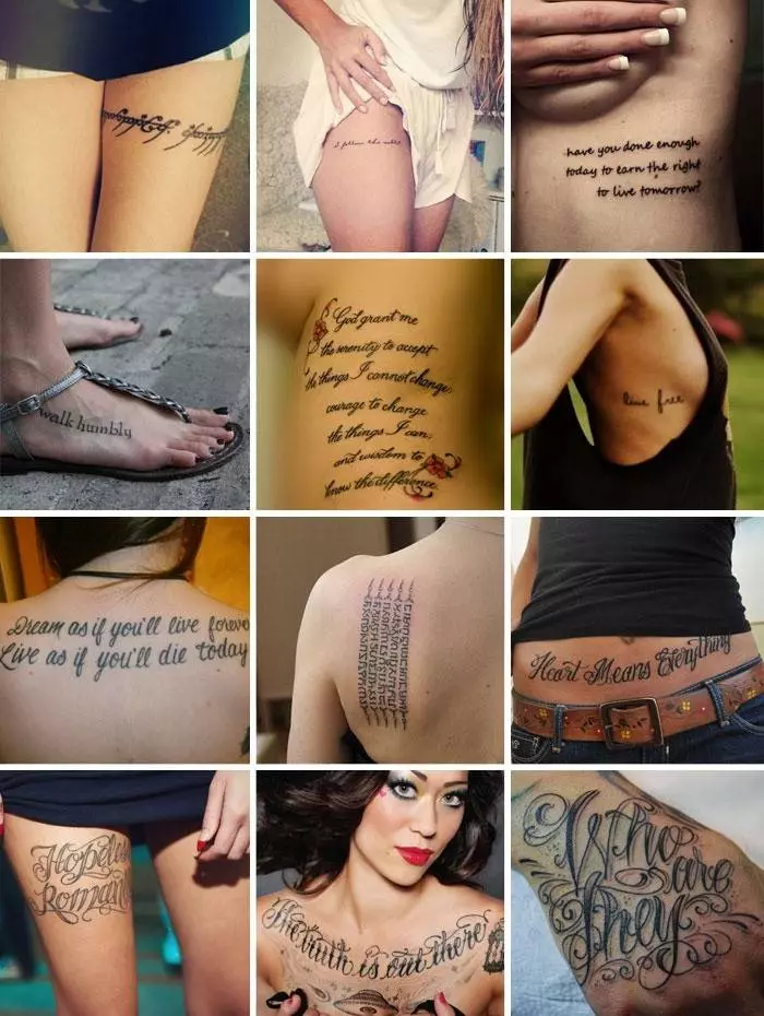 Tattoos zilizo na maandishi maarufu