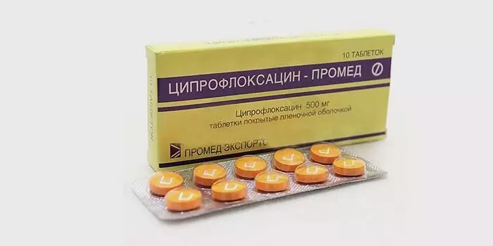 Matlapa a Ciprofloxacin-Promed bakeng sa kalafo ea prostatitis