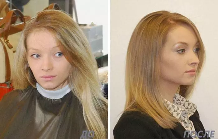 Foto före och efter termisk frisyr