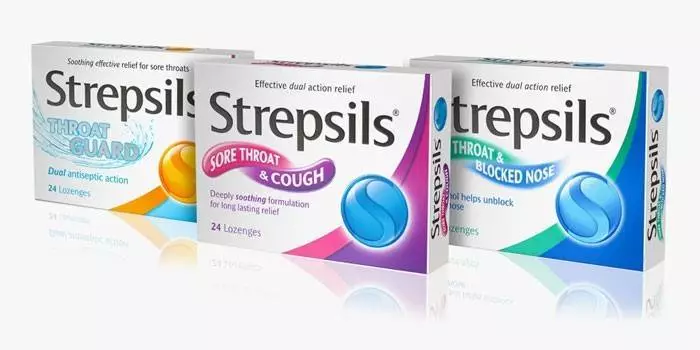 Strepsils պաստիլները փաթեթում