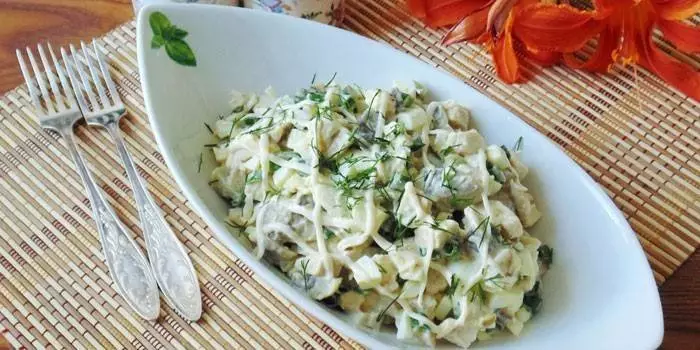 Gerookte borstsalade met champignons