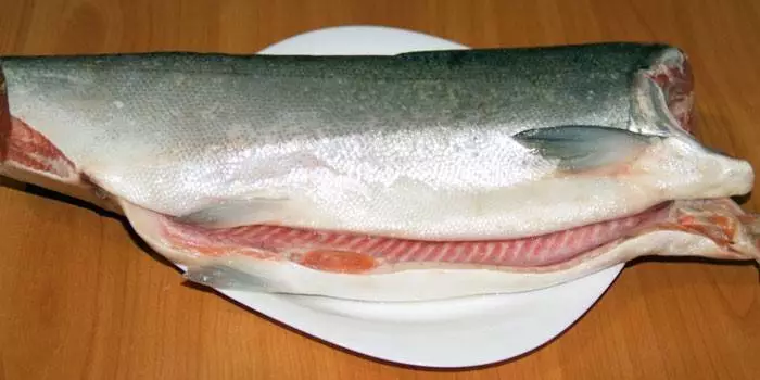 Salmão coho picado em um prato