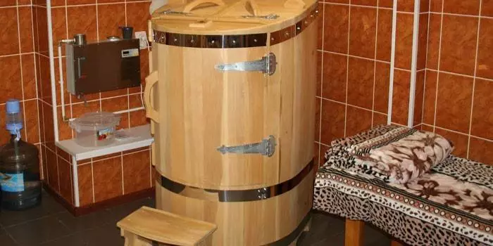 Tambor de cedro em sauna caseira