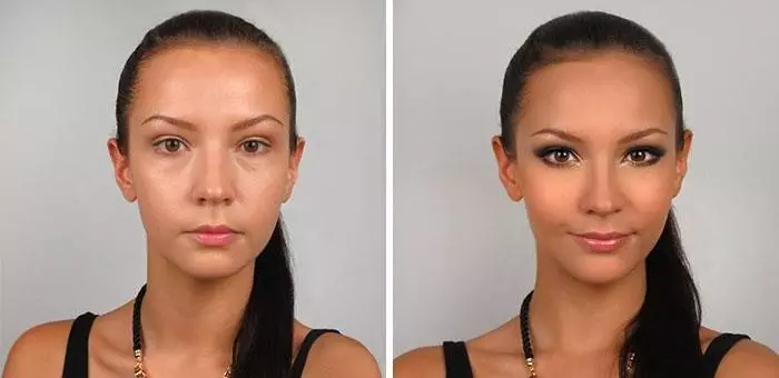 Foto seorang gadis sebelum dan sesudah makeup