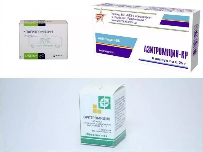 Eritromizina, Klaritromizina, Azitromizina