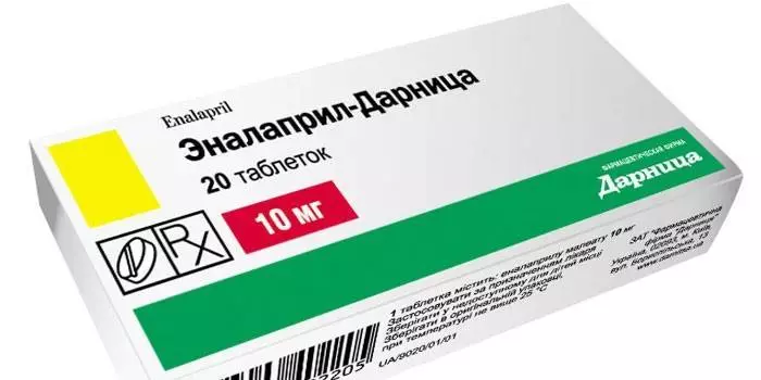 Enalaprils tabletes iepakojumā