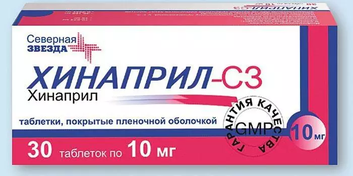 Paketdagi quinapril tabletkalari