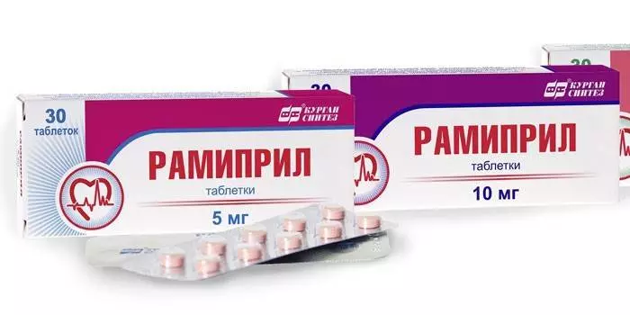 Ramipril -tabletit pakkauksissa