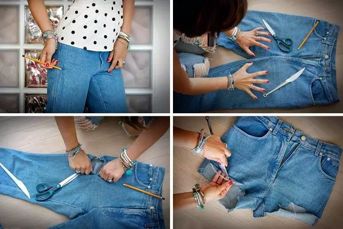 Mei ús eigen hannen meitsje wy shorts fan jeans