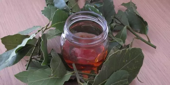 Infusie van laurierblaadjes in een pot