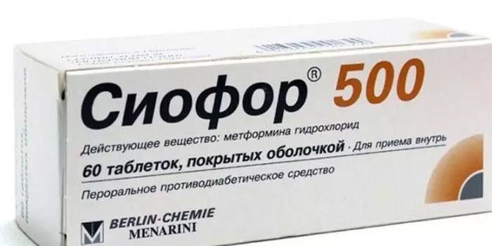 Siofor 500 tabletes iepakojumā