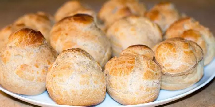 Homemade profiteroles on a plate