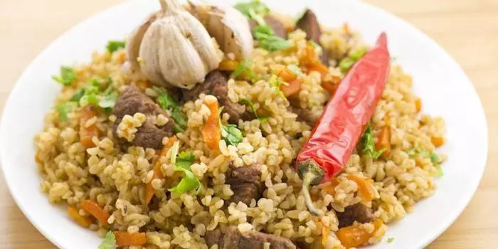 Ready-made pilaf with meat and bulgur