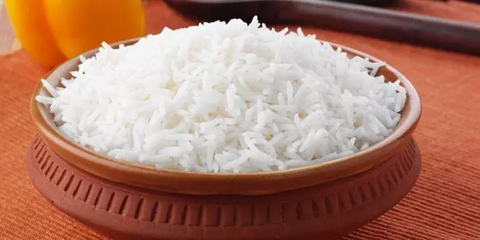 Boiled rice in a plate