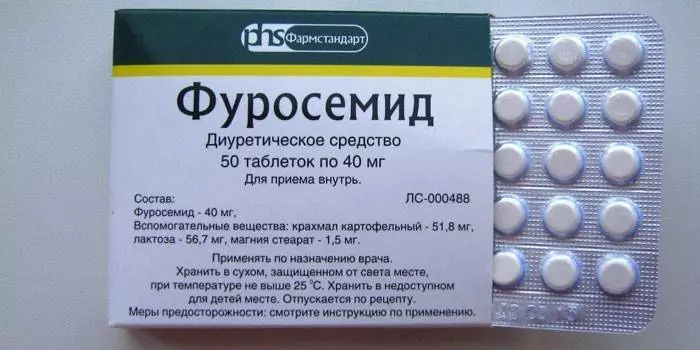 Furosemid -tabletter i pakningen