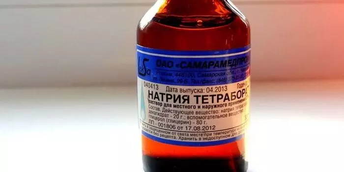 Sodium tetraborate ဆေးကိုပုလင်းထဲထည့်သည်