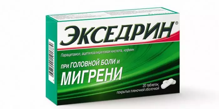 Emballasje av Excedrin -tabletter
