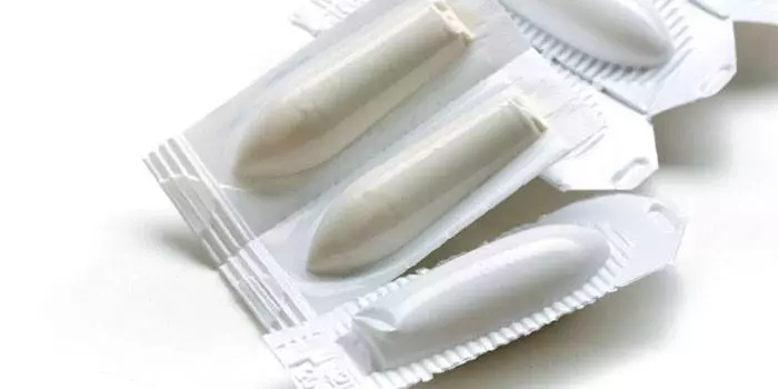 Rectal suppositories in packaging