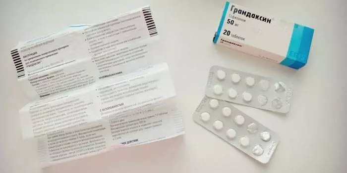 The drug Grandaxin in the package and information leaflet