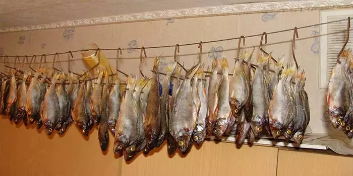Fish is dried indoors