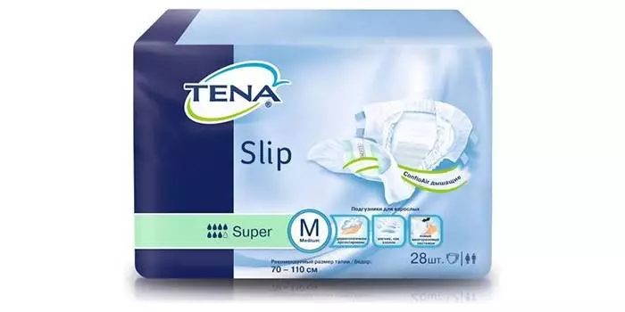 Кош бойлуу аялдар үчүн ичке памперстердин таңгагы Tena Slip Super M