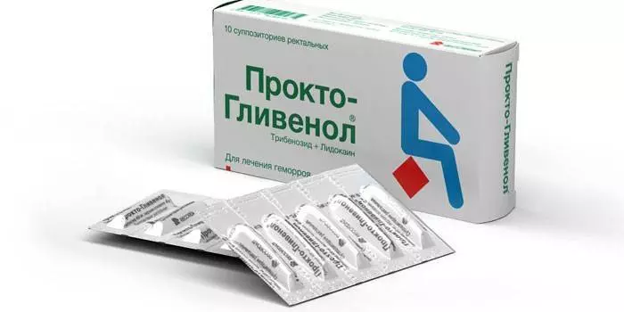 Rectal suppositories Procto-Glivenol in packaging