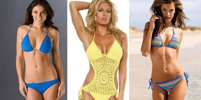 በ crochet swimsuits ውስጥ ያሉ ልጃገረዶች ፎቶዎች