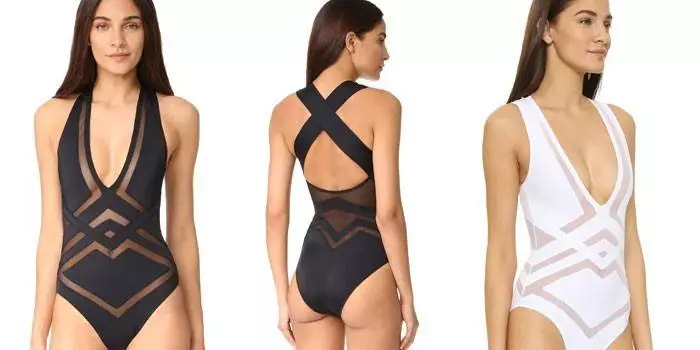 Bane swimsuit in two colors with sheer panels