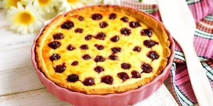 Ready-made charlotte with cherries