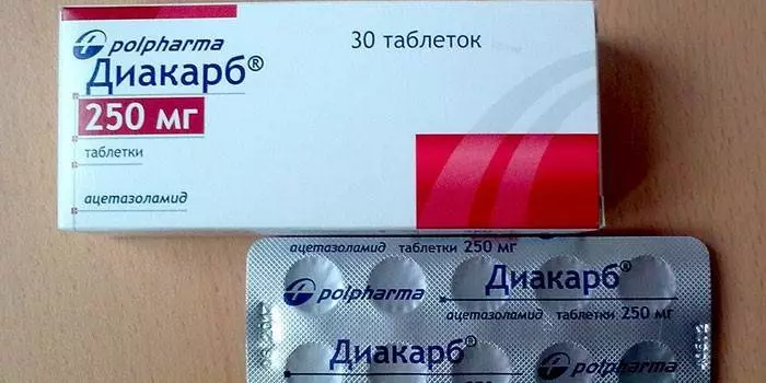 Diacarb tabletter emballasje