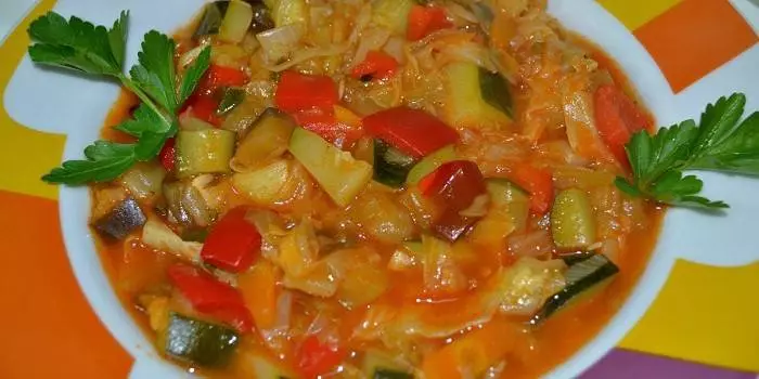 Vegetable stew in a plate