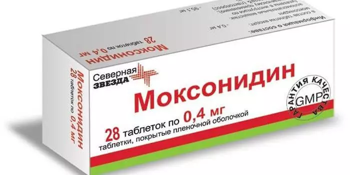 Moxonidin tabletləri bir paketdə