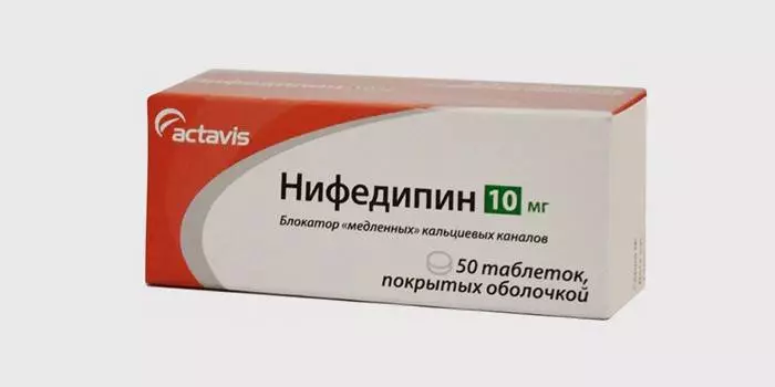 Nifedipin tabletta a csomagolásban
