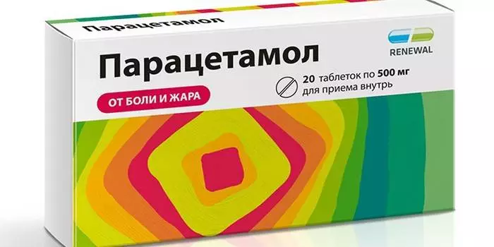 Paracetamol tabletten yn 'e ferpakking