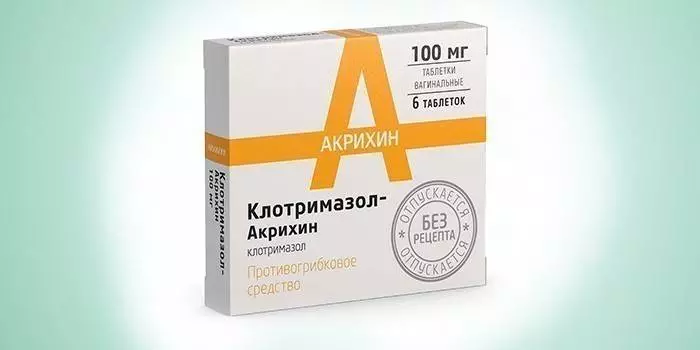 Clotrimazol-tabletten in een verpakking