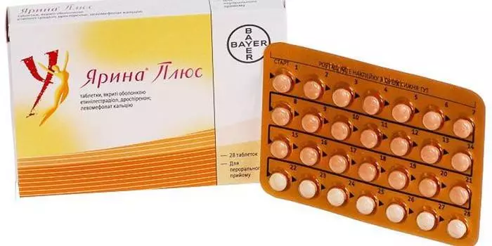 Verpackung vun Tabletten Yarina Plus