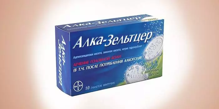 Alka-Seltzer pakuotėje