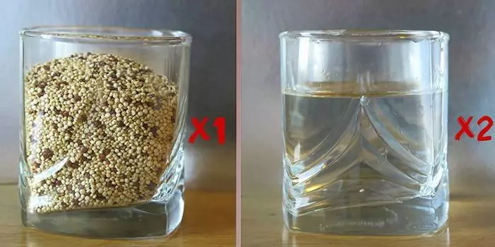 Bicchieri con cereali e acqua