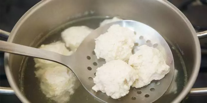 Dumplings in a saucepan