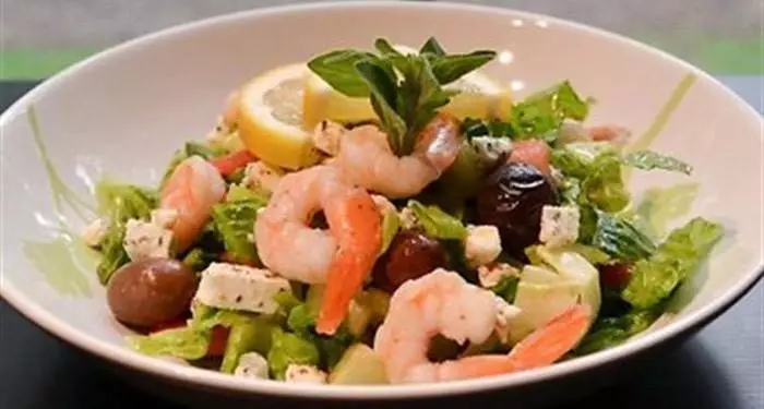 Shrimp saladi - imba yekuchengetera mapuroteni