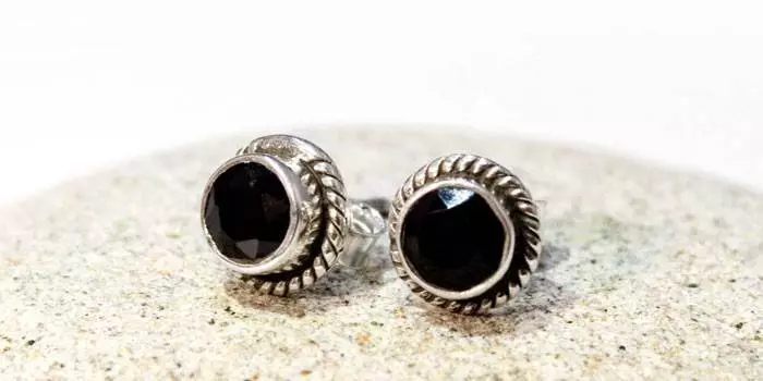 Black Stone Stud Earrings
