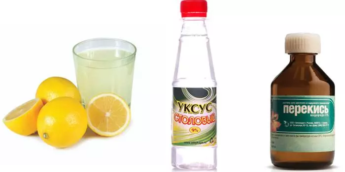 Citronsaft, ättika och väteperoxid