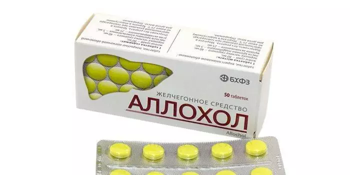 Comprimidos de Allohol nun paquete