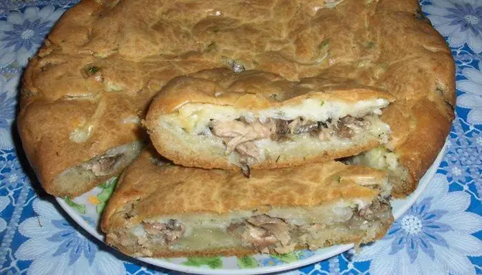 Byrek Saury në furrë: receta me patate dhe oriz