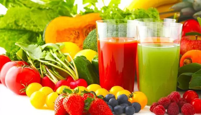 Frukt, grønnsaker og juice
