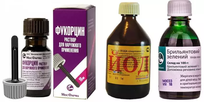 I-Fukortsin, iodine nokuhlaza okukhazimulayo