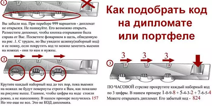 How to find the code on a diplomat or briefcase