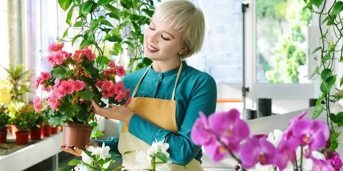 Menina cuidando de plantas