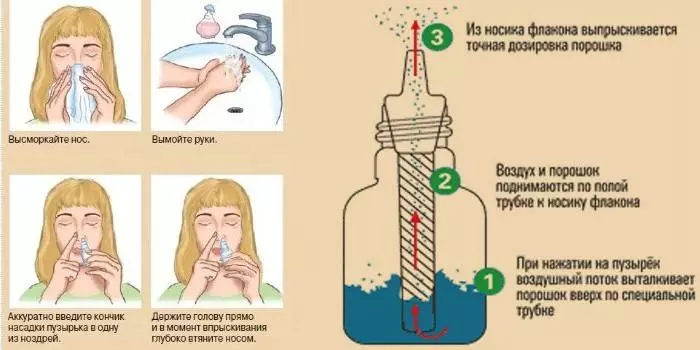 Instrukcioj por la uzo de Spray Nazaval Plus