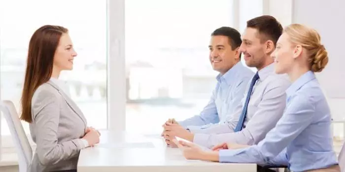 Woman at job interview